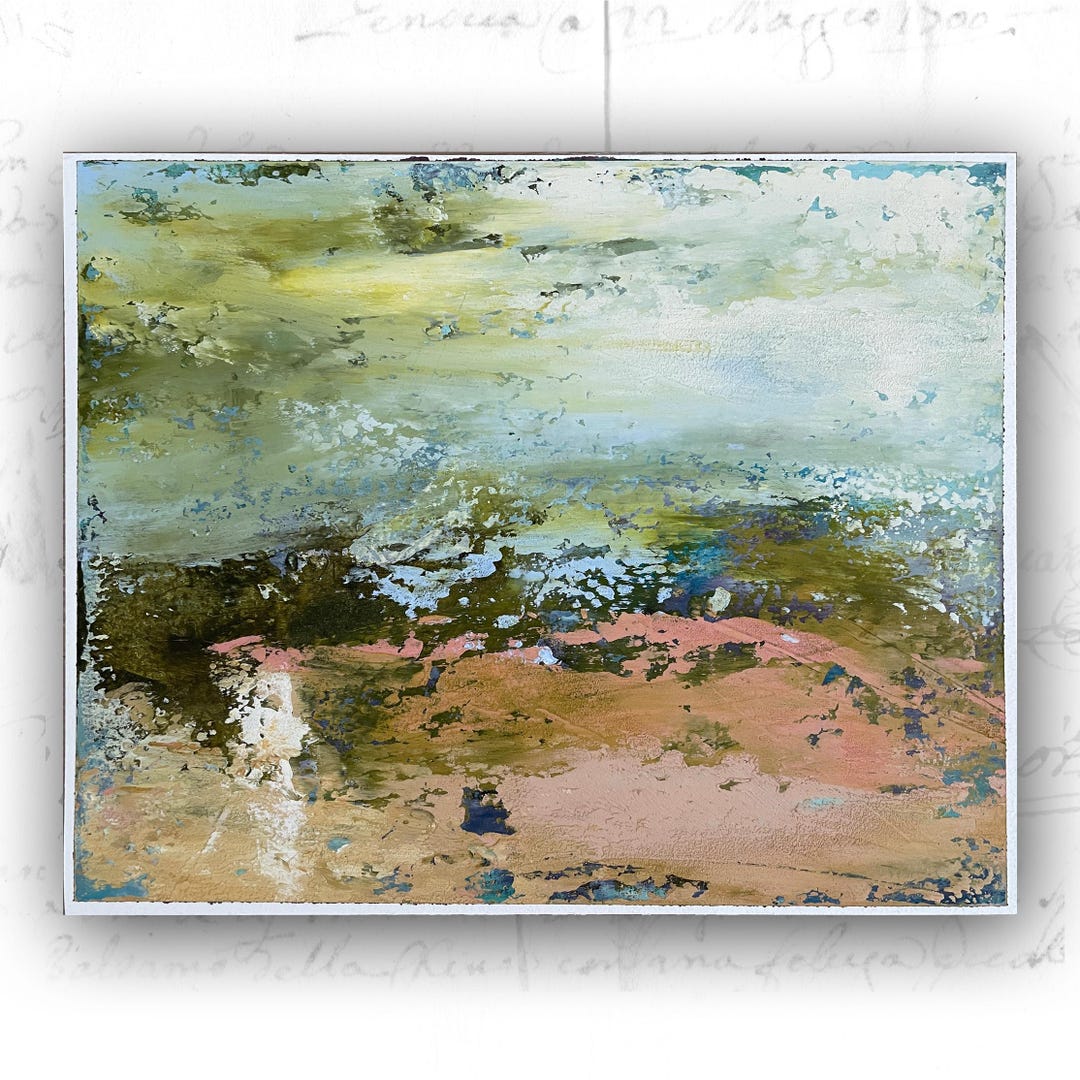 Abstract Landscape Painting With Blue Undertones, Unframed Original ...