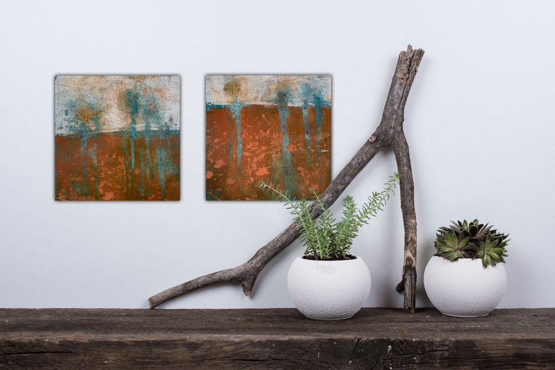 Deep Roots Abstract Painting Set Set of Two Abstract Cold - Etsy