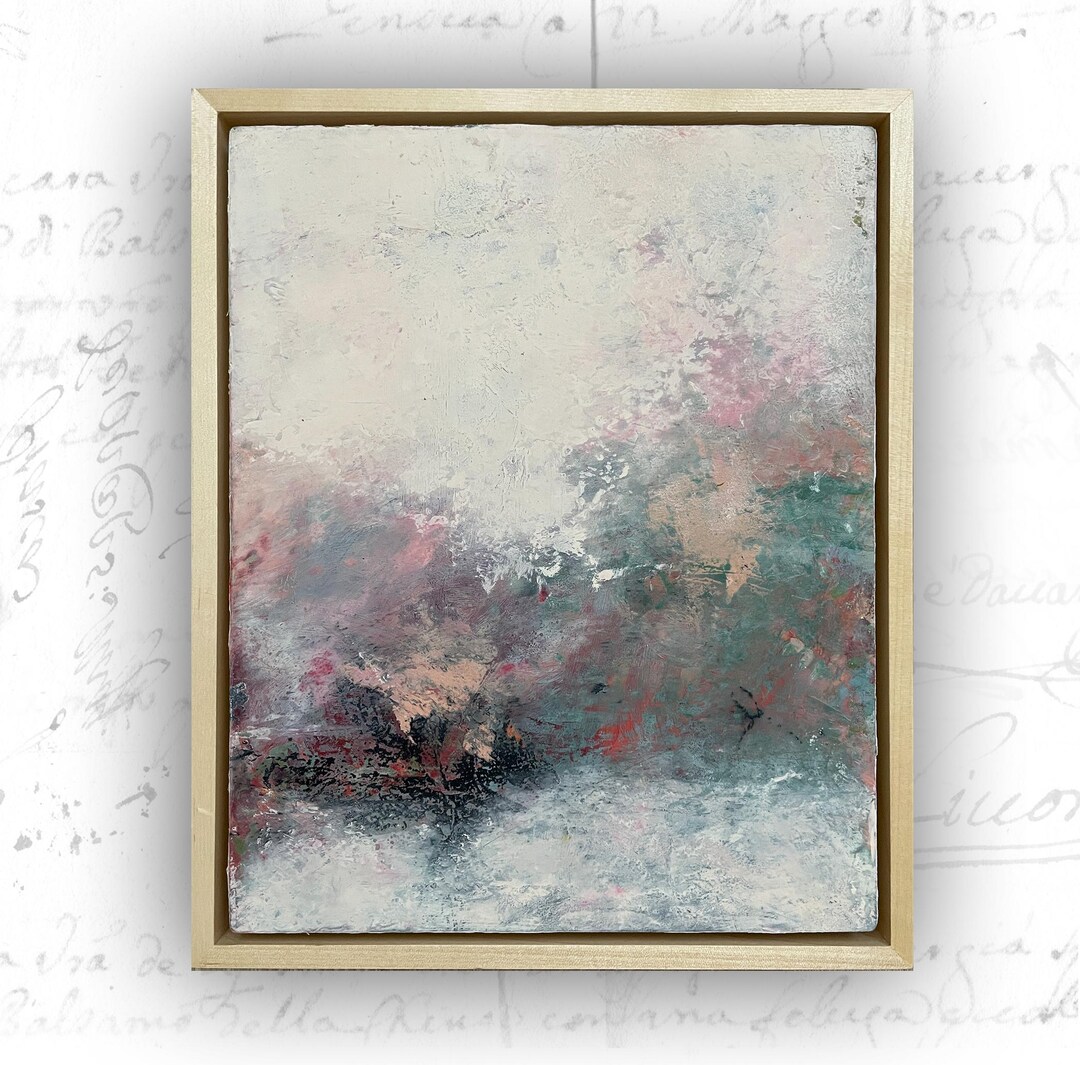 Cold Wax Abstract Landscape Painting: Framed Oil on Birch Panel (8x10 ...