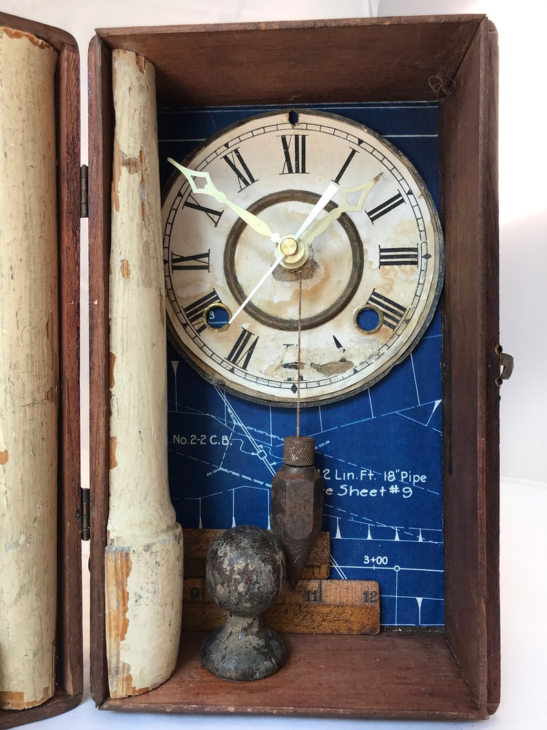Cigar Box Clock Assemblage Clock Assemblage with | Etsy