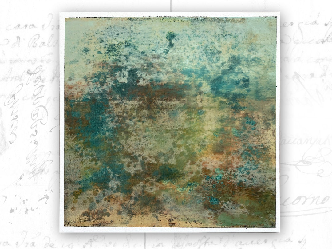 Abstract Landscape Painting: Cold Wax & Oil on Paper (12x12) - Etsy
