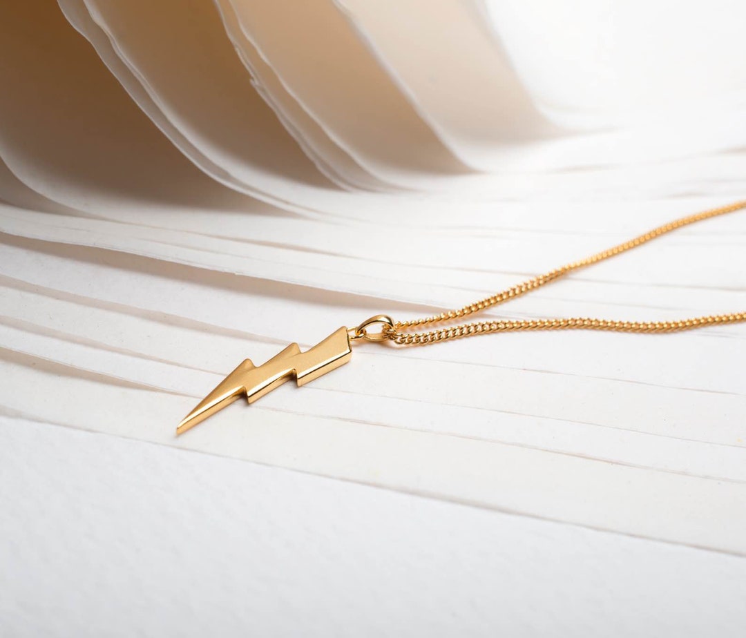 Collar de cadena con colgante en forma de rayo para hombres en plata de ...