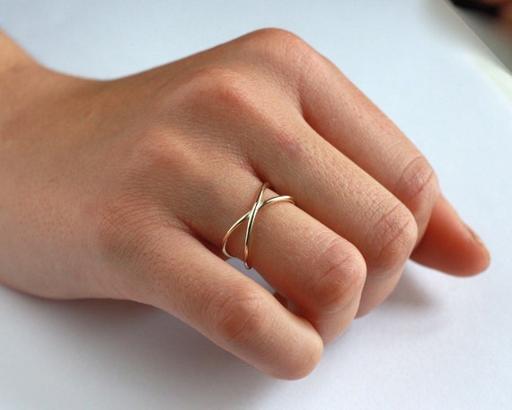 X Shape Eternity Gold Ring X Cross Sterling Silver Ring - Etsy