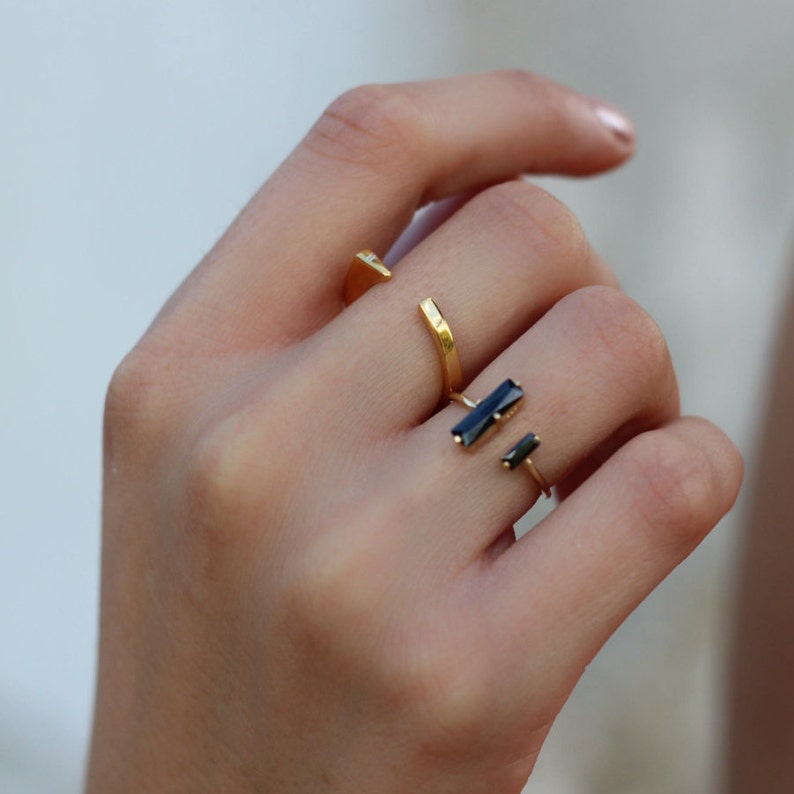 Exclusive Double Bar Open Ring With Two Black Stone Open Bar - Etsy