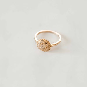 Gold Sun Shape Ring, Beautiful Sun Rays Polished Silver Ring, Cute ...