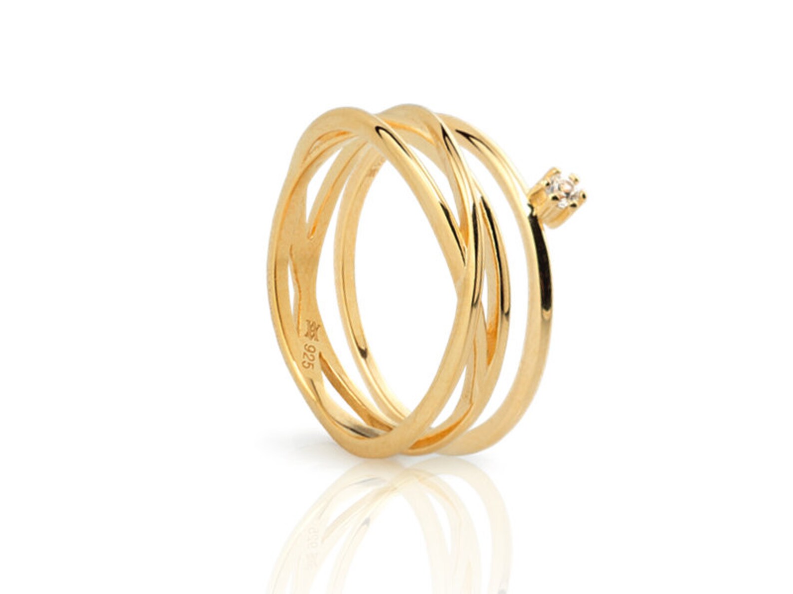 925 Sterling Silver Multi Strand Ring Ring White Cz Stacking - Etsy