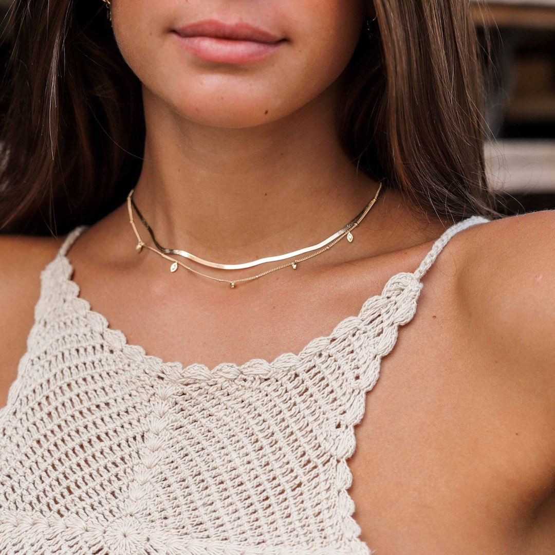 High Quality Flat Snake Chain in Sterling Silver and 18k Gold Plated - Etsy