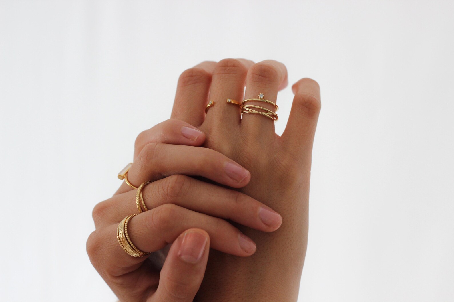 925 Sterling Silver Multi Strand Ring Ring White Cz Stacking - Etsy