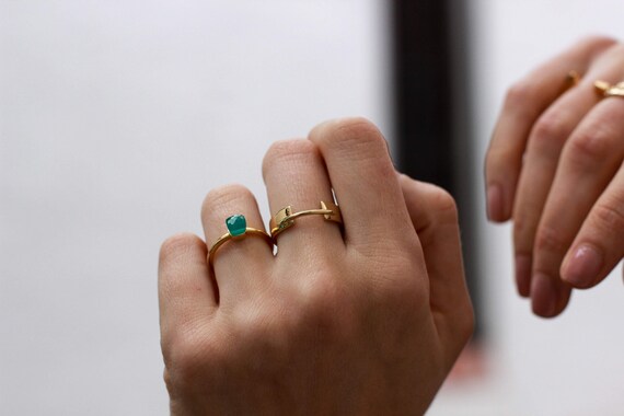 Solitaire Green Ring Green Stone Ring Minimalist Ring Green | Etsy