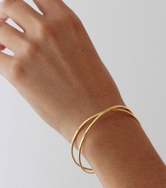 X Cross Open Bangle Shape Bracelet Made off in Sterling Silver - Etsy