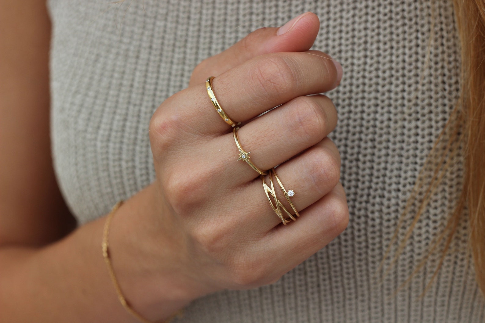 925 Sterling Silver Multi Strand Ring Ring White Cz Stacking - Etsy