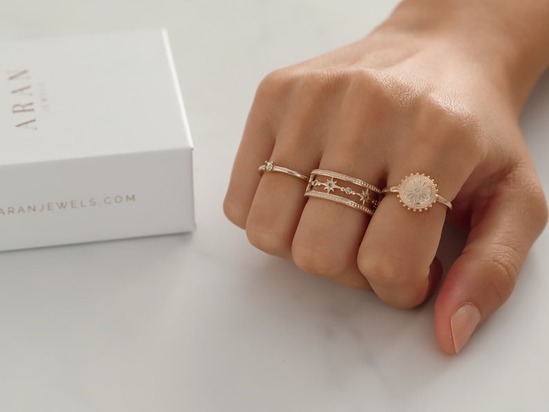 Gold Sun Shape Ring Beautiful Sun Rays Polished Silver Ring - Etsy