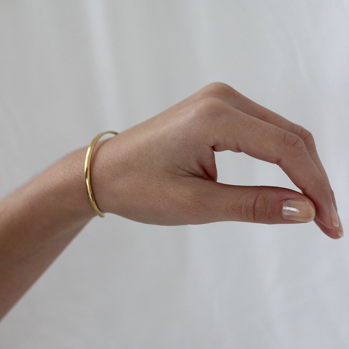Dainty Open Bangle Oval Shape and Very Thin Made of Sterling | Etsy