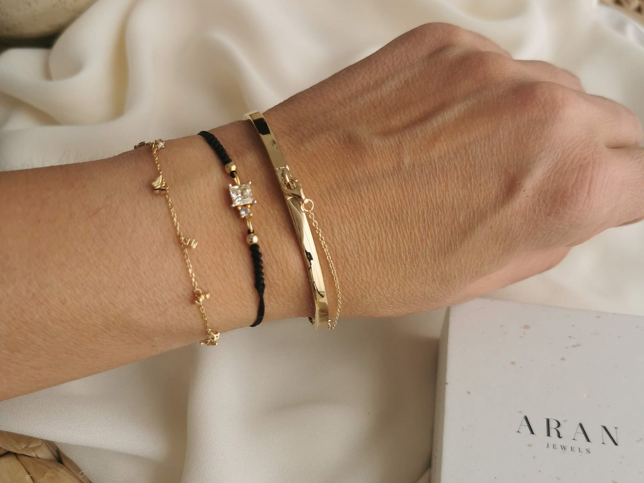 Chain Lock Sterling Silver Bangle Solid BANGLE With Chain - Etsy UK