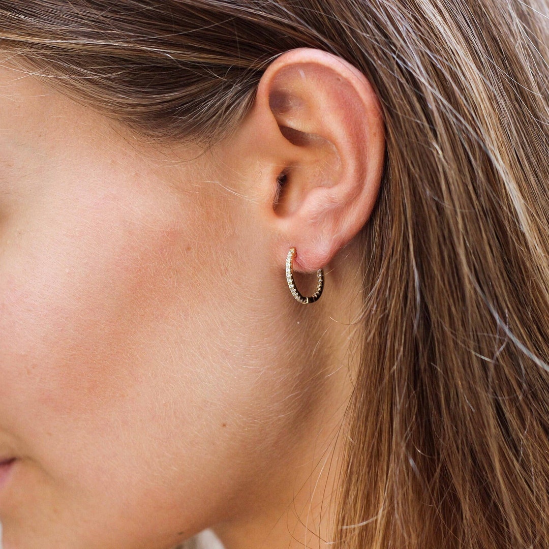 Classic Hoops With 16mm Inner and Outer Zirconia Band in Sterling ...