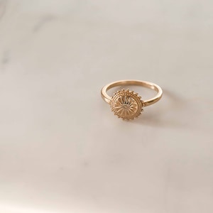 Gold Sun Shape Ring, Beautiful Sun Rays Polished Silver Ring, Cute ...