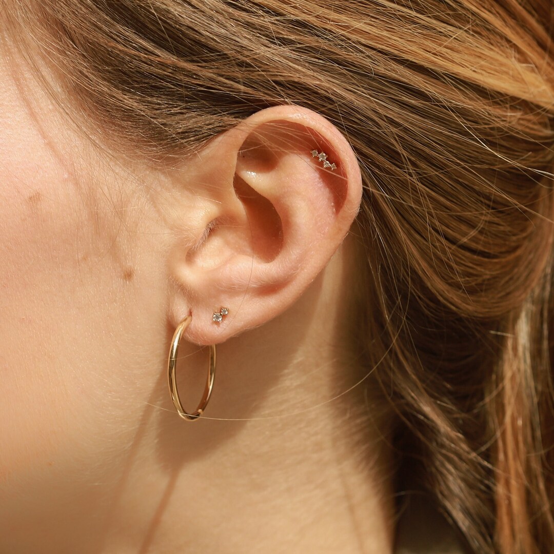Gold Hinged Hoop Earring 25mm Hoops in Gold, Fashion Hoops, Basic and ...