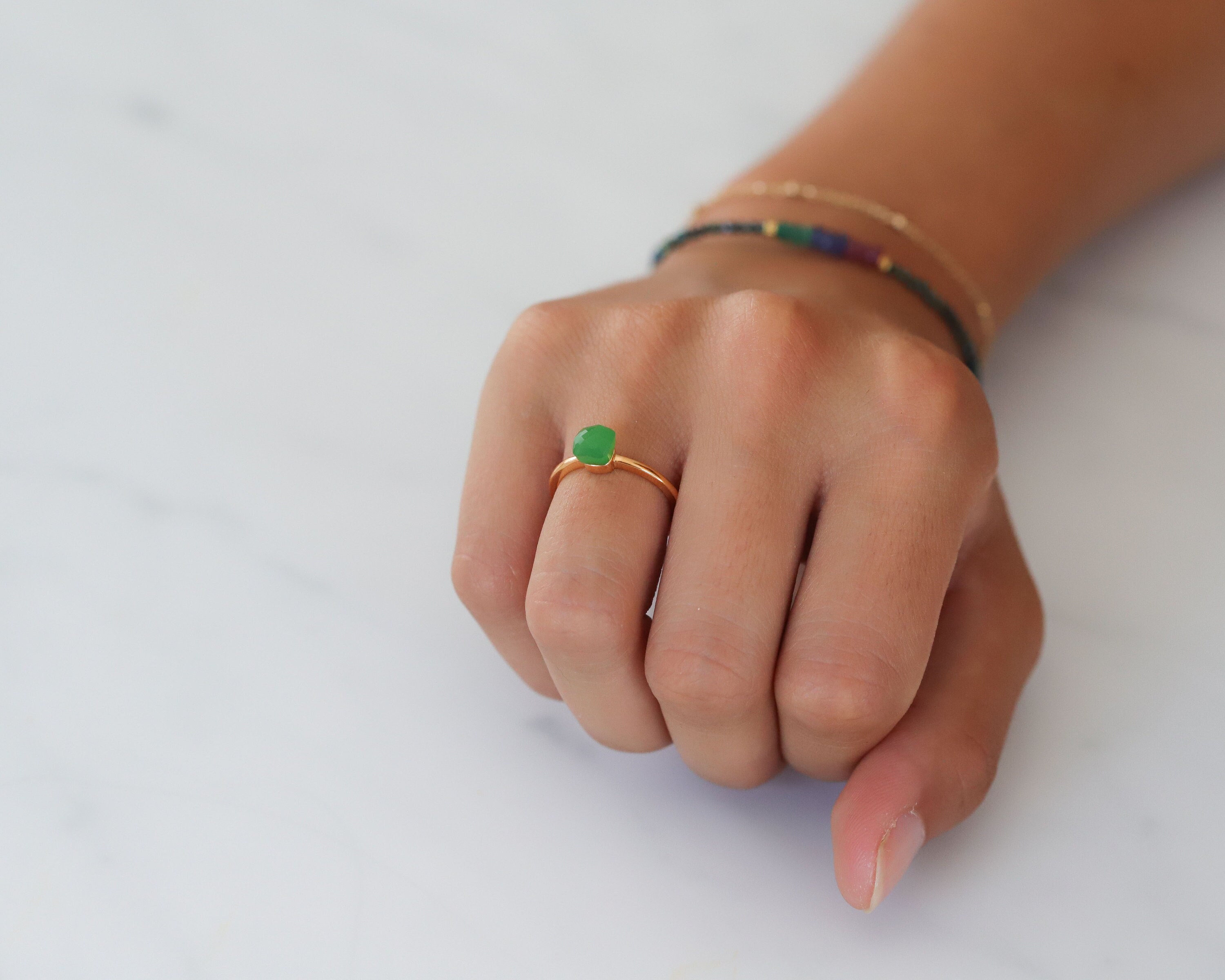 Solitaire Green Ring Green Stone Ring Minimalist Ring Green - Etsy
