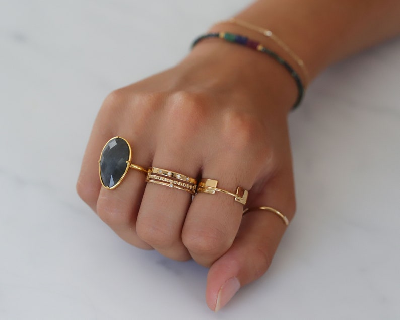 Three Strand Band Ring With Cz Delicate and Minimalist | Etsy