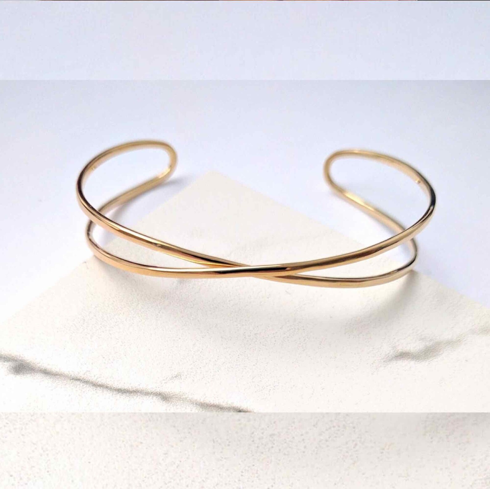 X Cross Open Bangle Shape Bracelet Made off in Sterling Silver and 24k ...