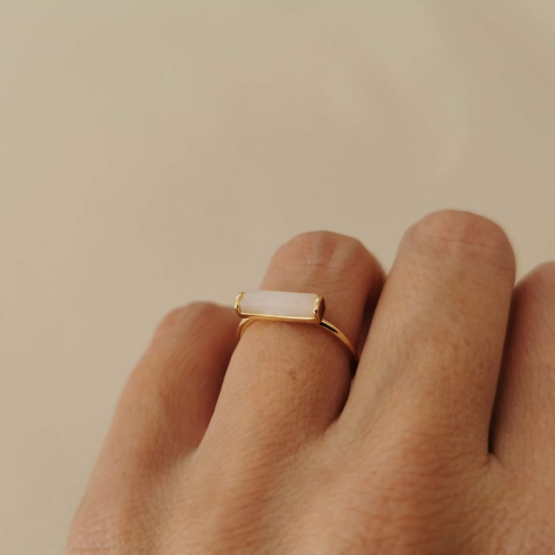 Original Cylinder Stone Ring With White Stone, Cylindrical Ring With ...