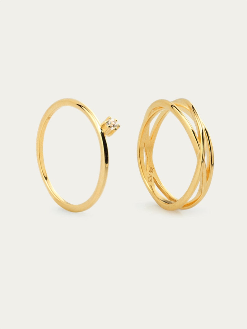 925 Sterling Silver Multi Strand Ring Ring White Cz Stacking - Etsy