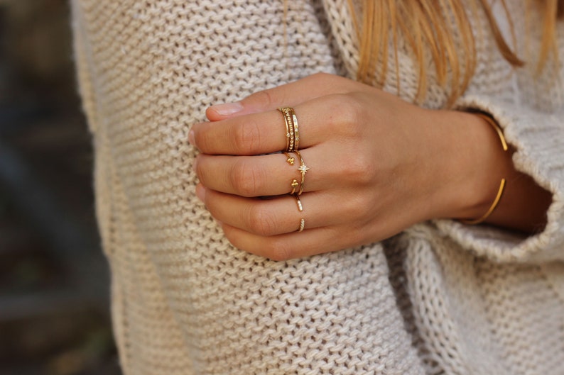 Three Strand Band Ring With Cz Delicate and Minimalist | Etsy