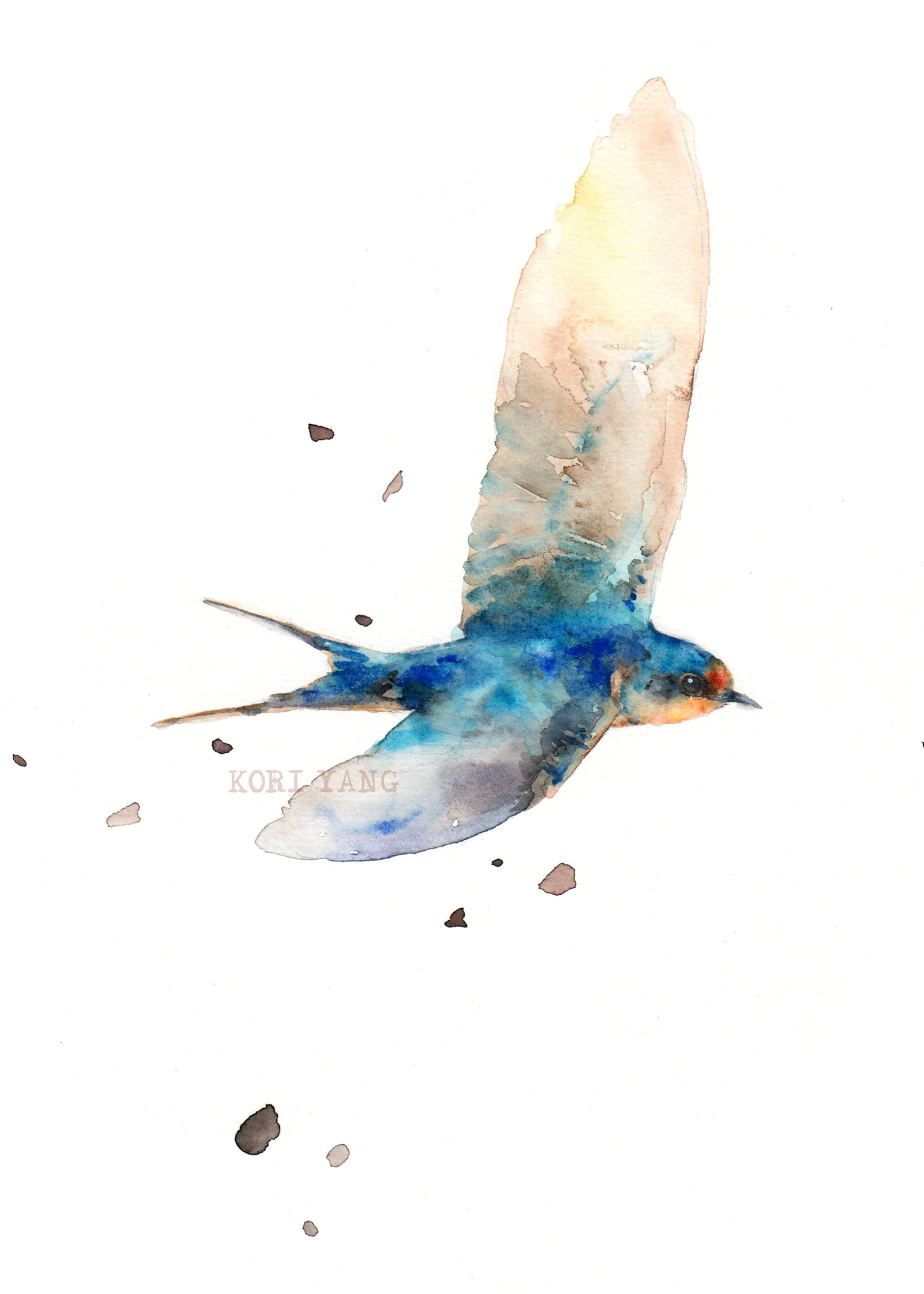 Barn Swallow Watercolor Painting Bird Watercolor Painting 5x7 Inch ...