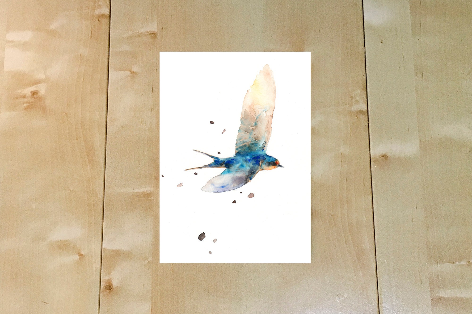 Barn Swallow Watercolor Painting Bird Watercolor Painting 5x7 Inch ...