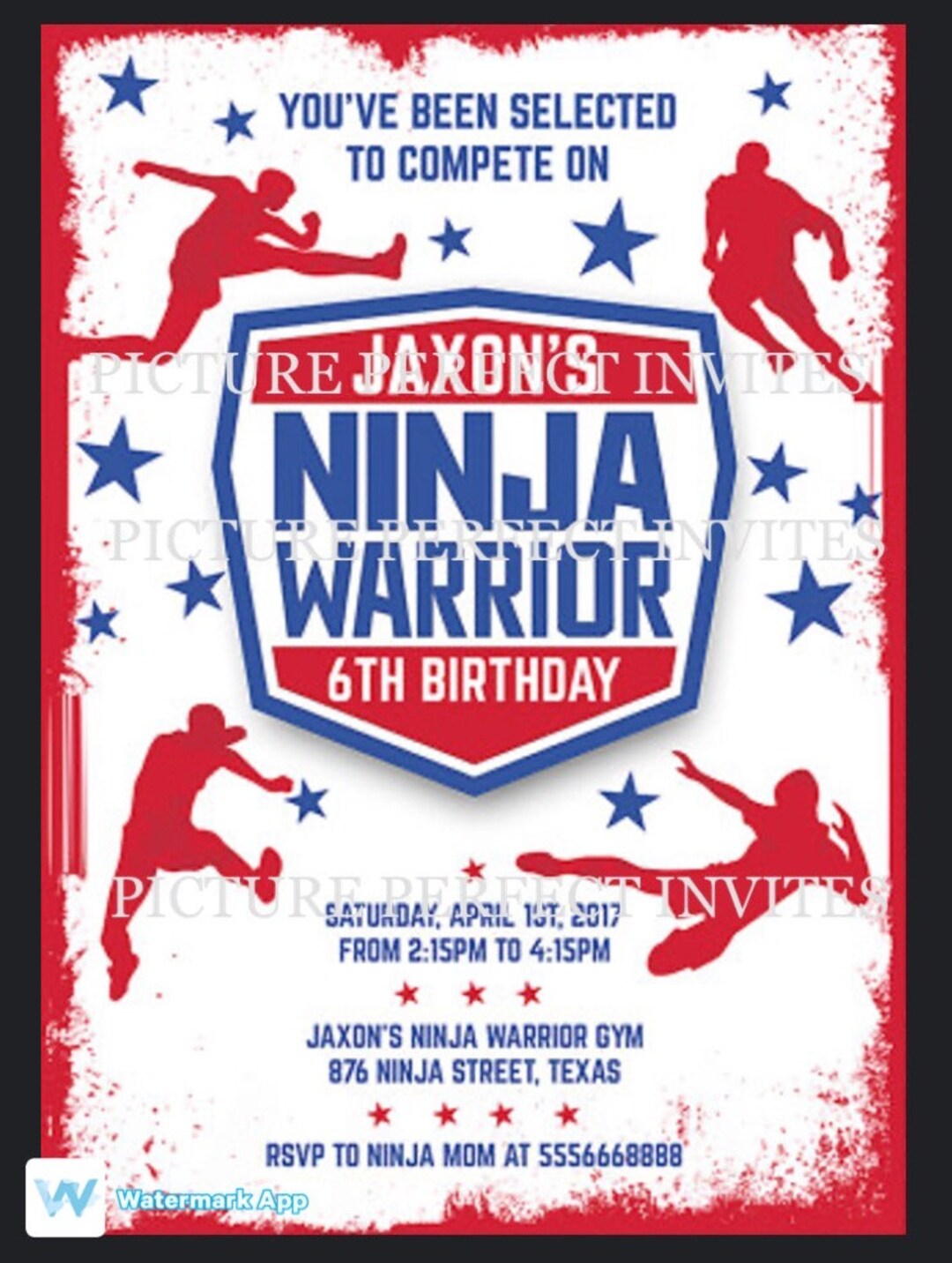 America Ninja Warrior Party Invitation Personalized DIGITAL FILE - Etsy
