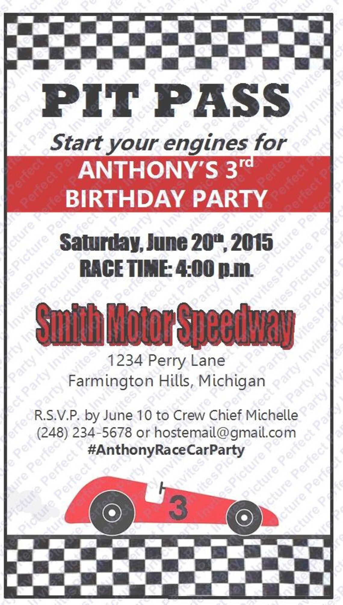 Race Car Grand Prix Cars Custom Personalized Party Invite Invitation ...