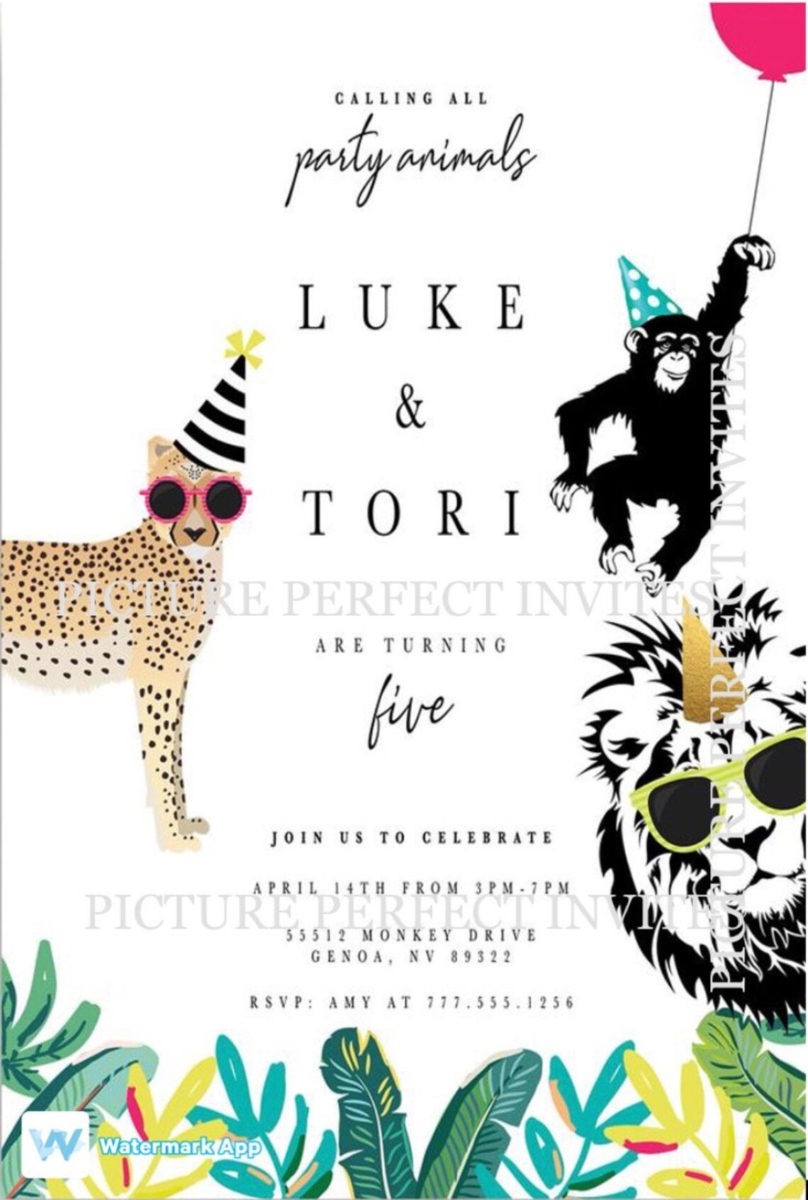 Party Animal Zoo Petting Zoo Personalized Party Invitation Digital File ...