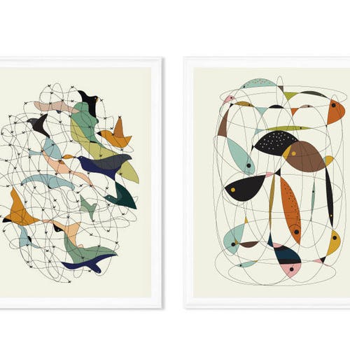Mid Century Modern Fish Print - Etsy