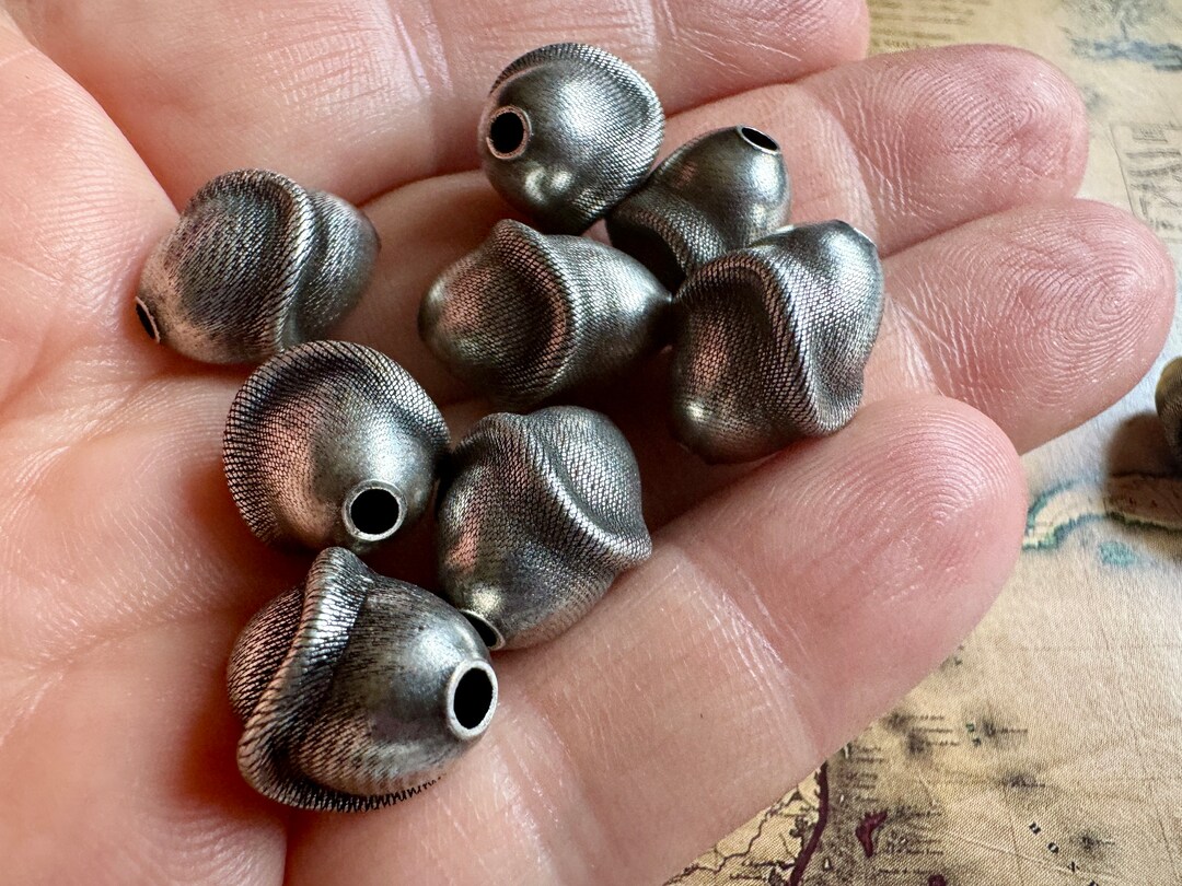 American Made Quite Unusual Metal Beads. Textured and Funky Wave ...