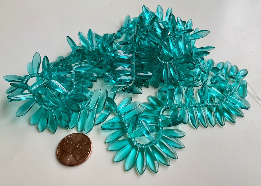 Fabulous Transparent Teal Czech Glass Daggers! Sold per 50 Beads. SKU ...