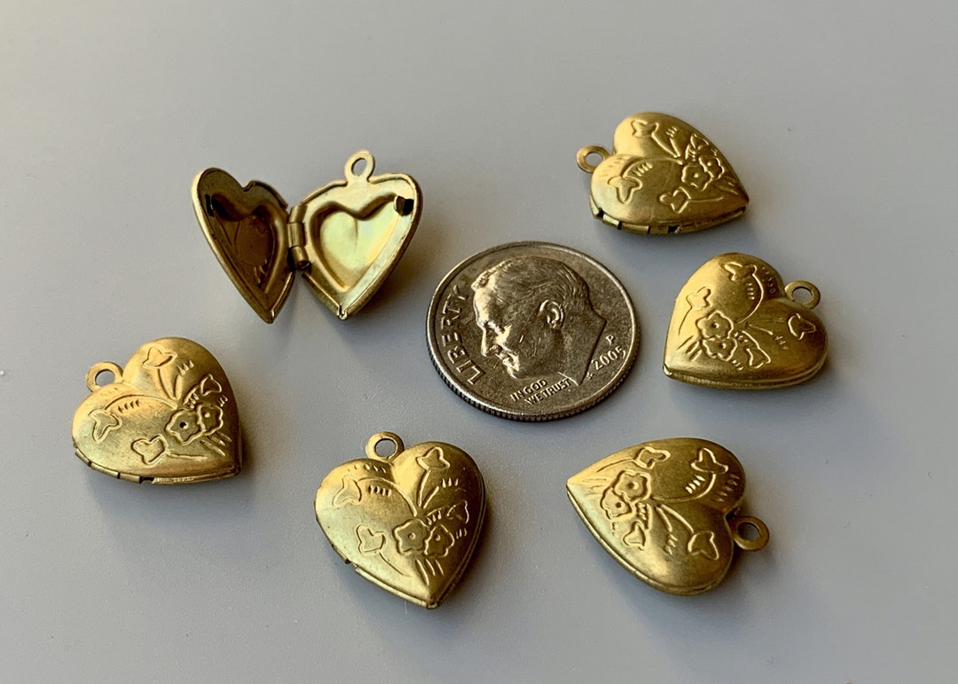 Adorable Little Vintage Brass Lockets Lovely Design on the Front. These ...