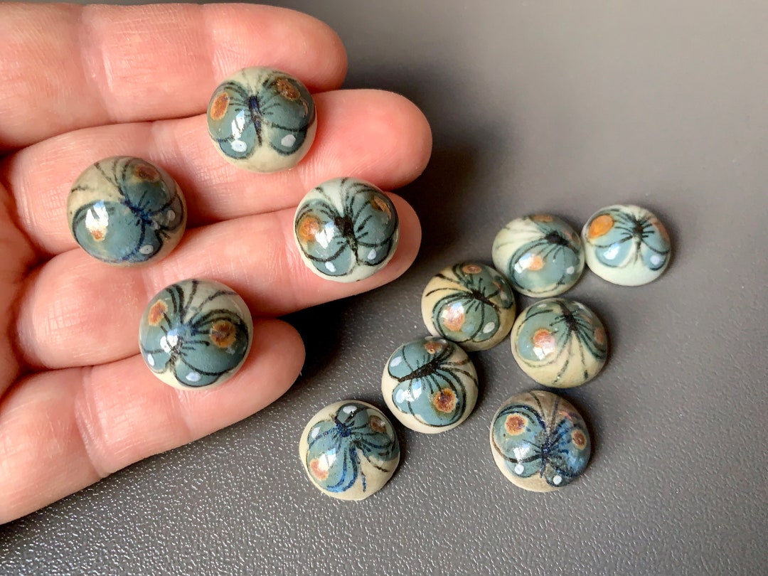BEAUTIFUL Hand Painted Vintage Ceramic Cabochons! Each One is a Piece ...
