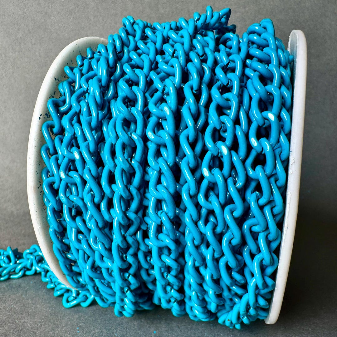 Stunning Dark Turquoise Blue Enameled Chain! Sold per YARD. SKU ...