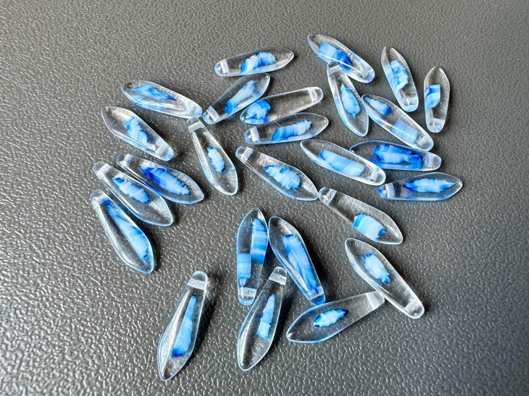 Czech Daggers in a Swirled Blue Color Lined Crystal Clear. Sold per ...