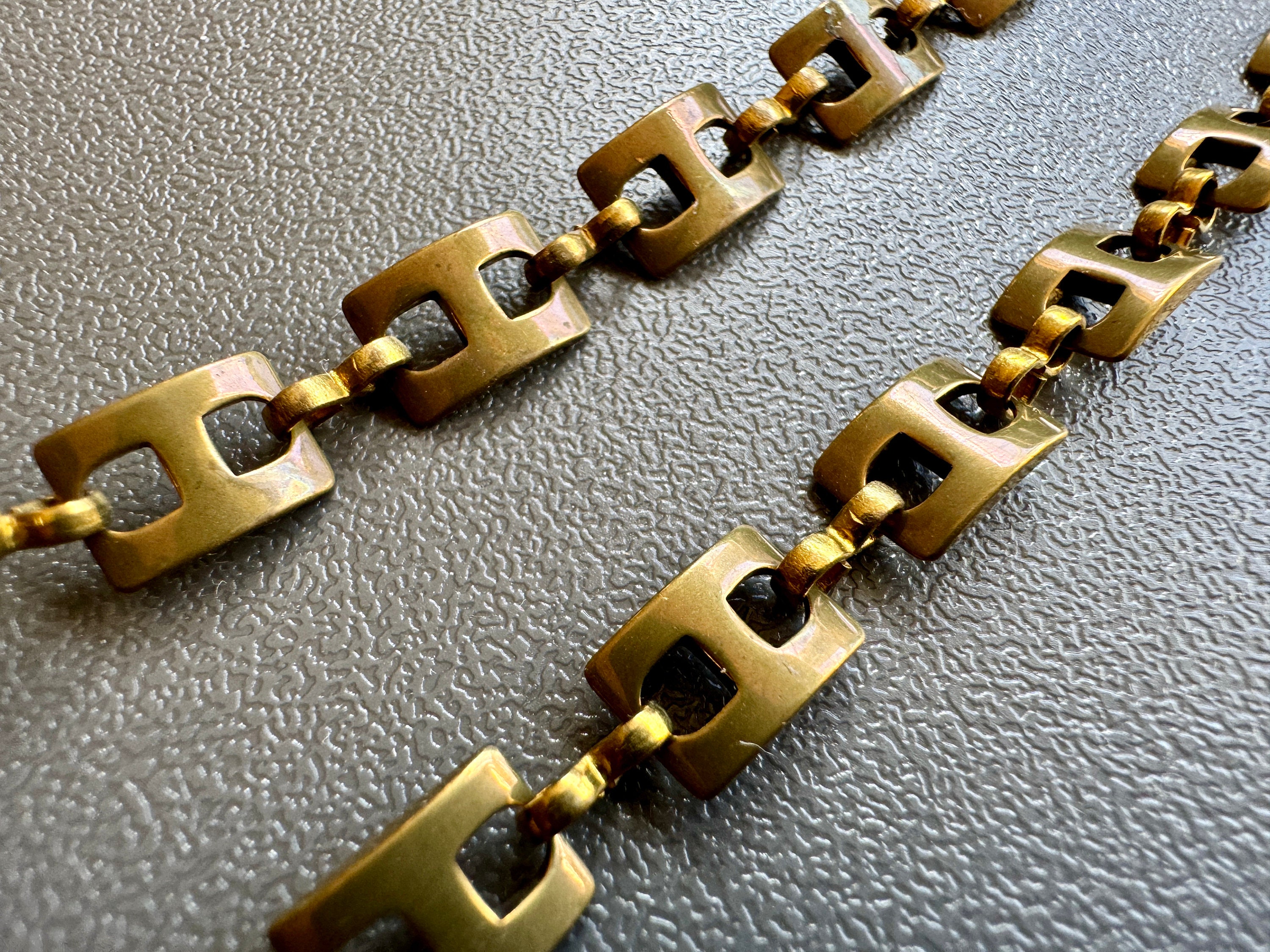 Exceptional Vintage Solid Brass Chain. Features Domed Brass Links With ...