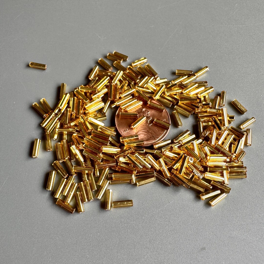Gorgeous Bright Gold Japanese Bugles! Sold per Three Inch Long Filled ...