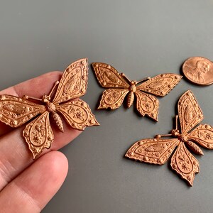 EXCEPTIONAL Vintage Copper Plated Thick Brass Butterfly Stamping From ...