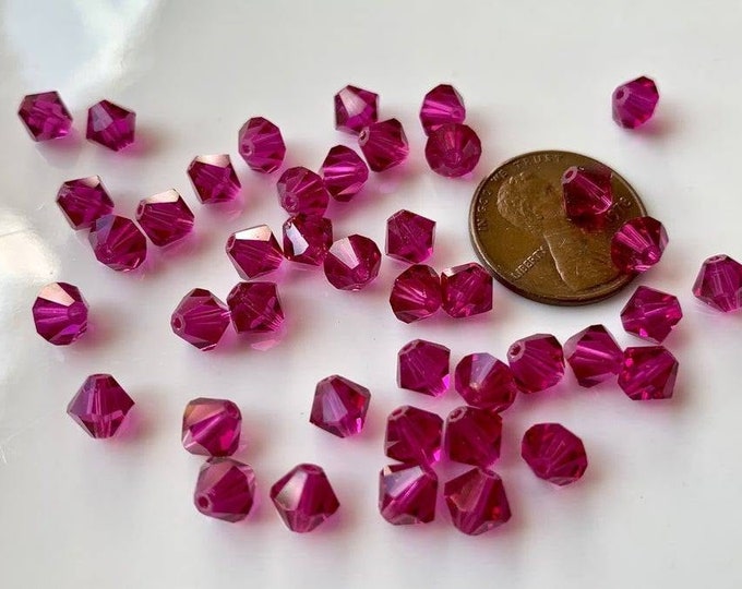 Fabulous Swarovski Fuschia Crystal Bicones! - Etsy