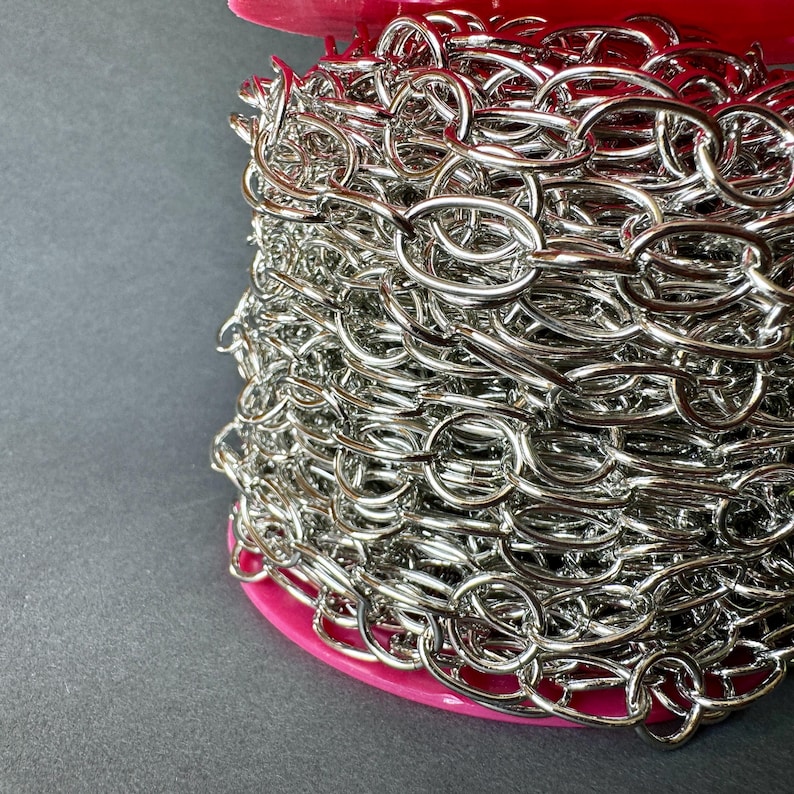 Super Shiny Large Oval and Circular Linked Vintage Chain. Sold per YARD ...