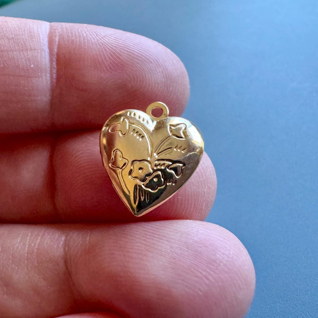 Adorable Little Gold Plated and Embossed Heart Lockets! Sold per Pair ...