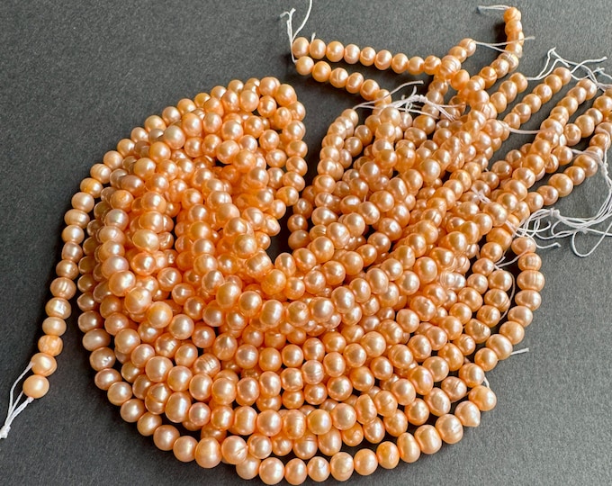 New, Old Stock Peach Freshwater Pearls! Sold per Strand. SKU 17209 - Etsy