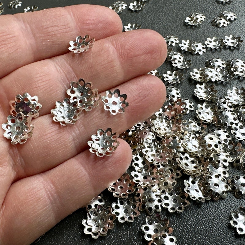 Silver Plated Bead Caps - Etsy