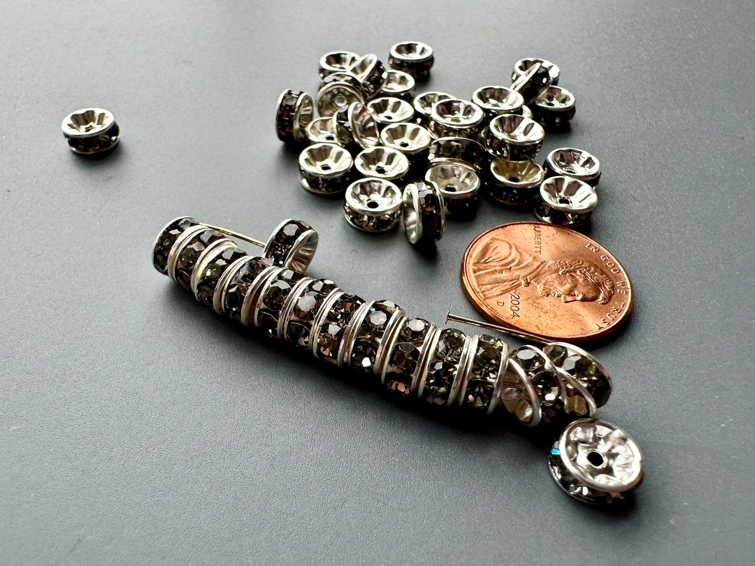 Gorgeous Black Diamond Crystal Encrusted Rondelles! Sold per Lot of 20 ...