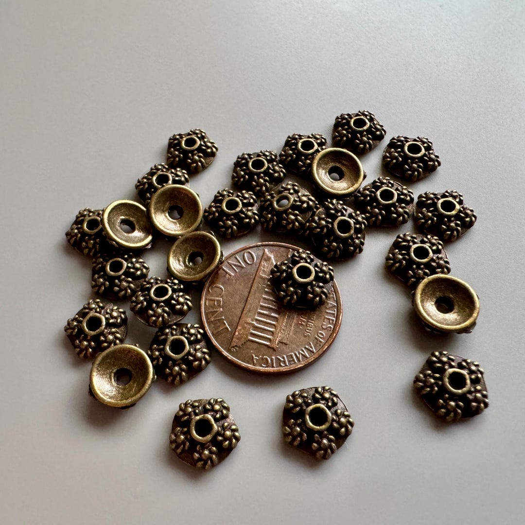 Adorable Floral Inspired Antique Brass Finished Bead Caps! Sold per 10 ...