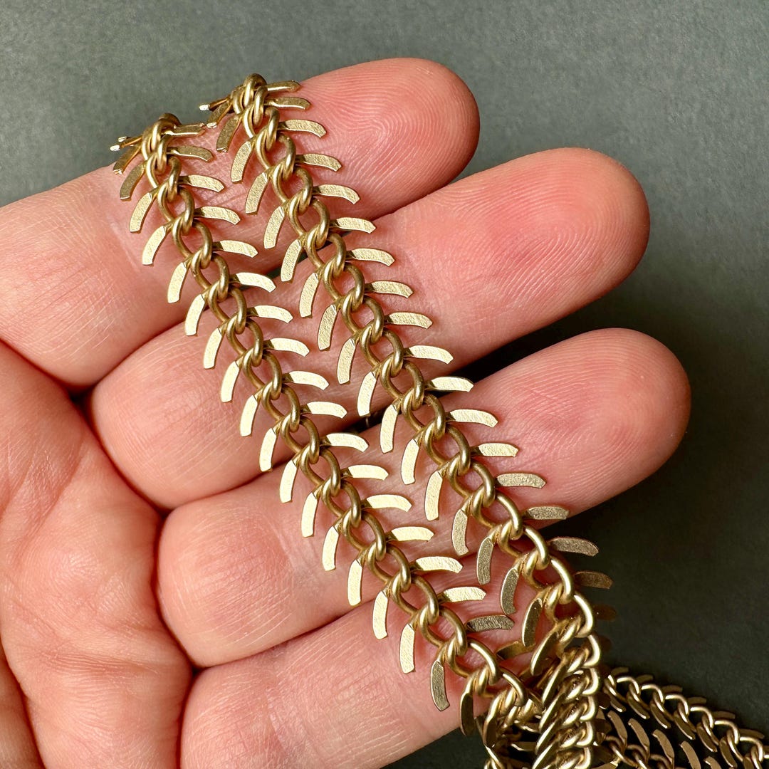 Funky Matte Gold Plated 'fishbone' Chain! Sold per YARD. SKU Chain621 ...